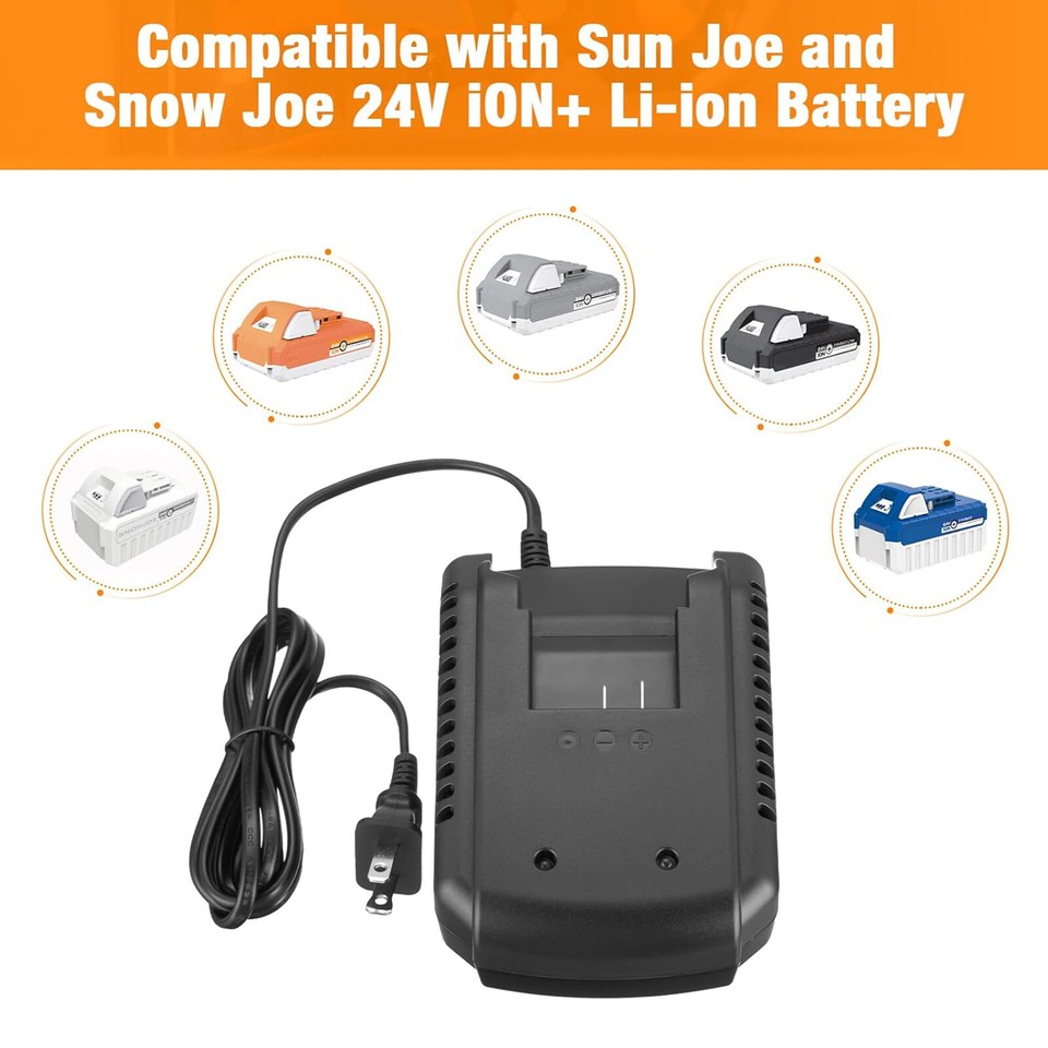 24V Quick Charger for SNOW JOE + SUN JOE IONMAX 24-Volt Lithium-ion ...