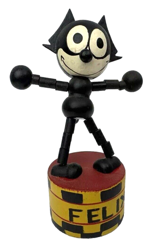 Vtg FTCP Felix the Cat Thumb Push Button Puppet Toy Wood Collapsible | eBay