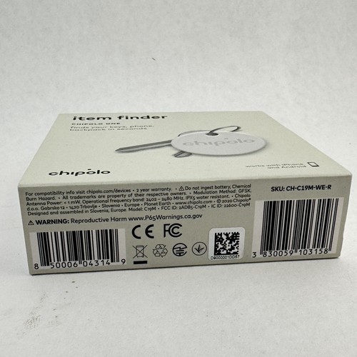 Chipolo One Bluetooth Item Tracker Key Finder Phone Finder White New ...
