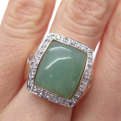 ROSS SIMONS 925 Sterling Silver Rose Gold Plated Aventurine & C Z Ring ...