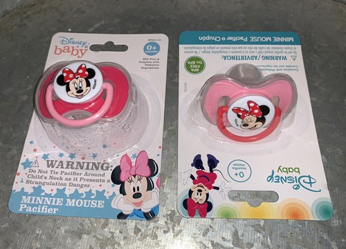 PACIFIERS X 2 DISNEY Baby MINNIE Mouse Pink Orthodontics BPA FREE Brand ...