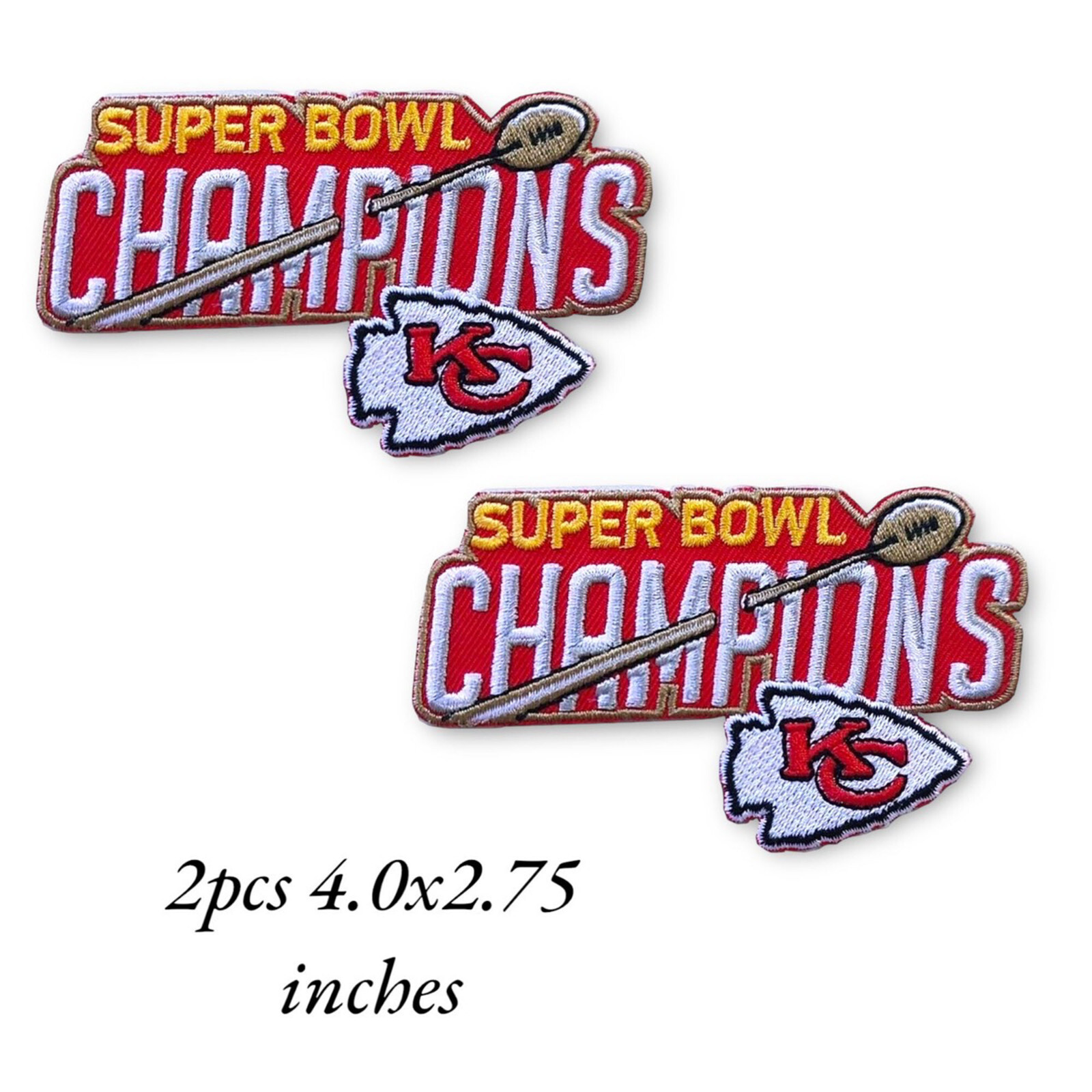 2PCS Kansas City Chiefs Champion 4"x2.7" Embroidered Iron On Patch | eBay