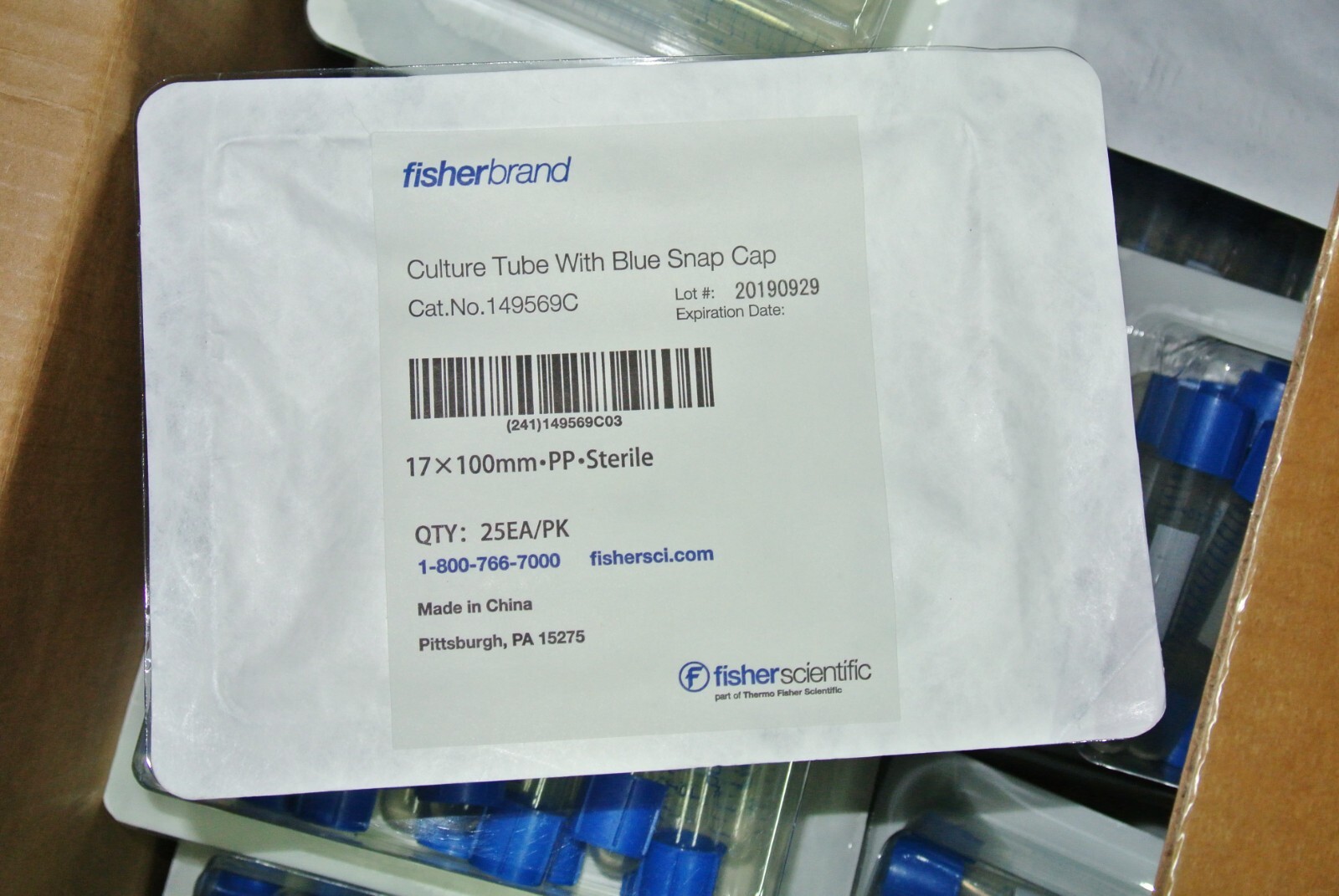 125 Fisherbrand Polypropylene Culture Test Tubes w/ Blue Cap -25/pk, 5 ...