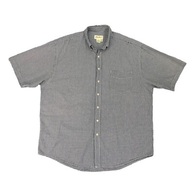 Vintage Eddie Bauer Shirt Mens 2XLT Tall Navy White Cotton Seersucker ...