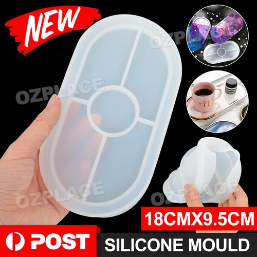 Silicone Oval Coaster Mold Tray Epoxy Resin Ashtray Mould DIY Craft ...