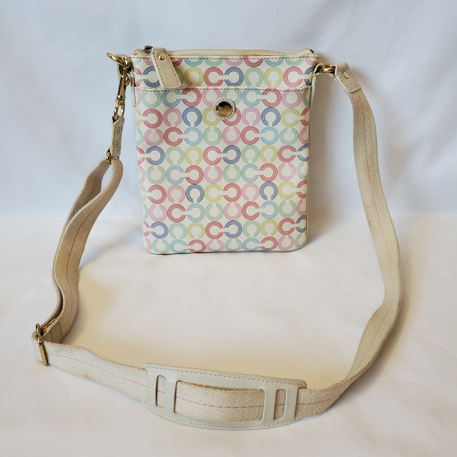 Coach Ivory, Multi-Colored Signature Logo Waverly Cro… - Gem
