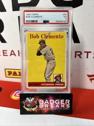 1958 Topps Baseball Roberto Clemente #52 WHITE LETTERING PSA 3 DT | eBay