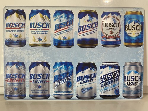 Busch Light - Busch Beer Metal Sign - History Of Cans - Man Cave - Bar ...