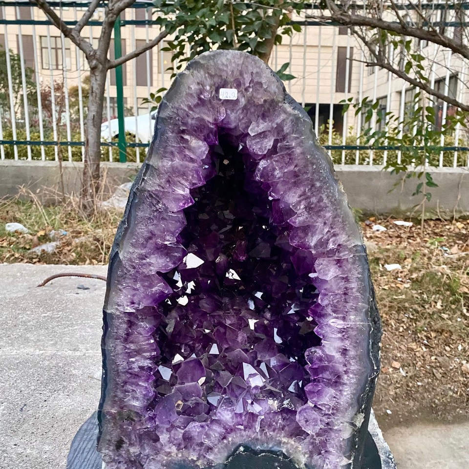 92.6LB Natural Amethyst Geode Quartz Crystal Cluster Cathedral Energy ...