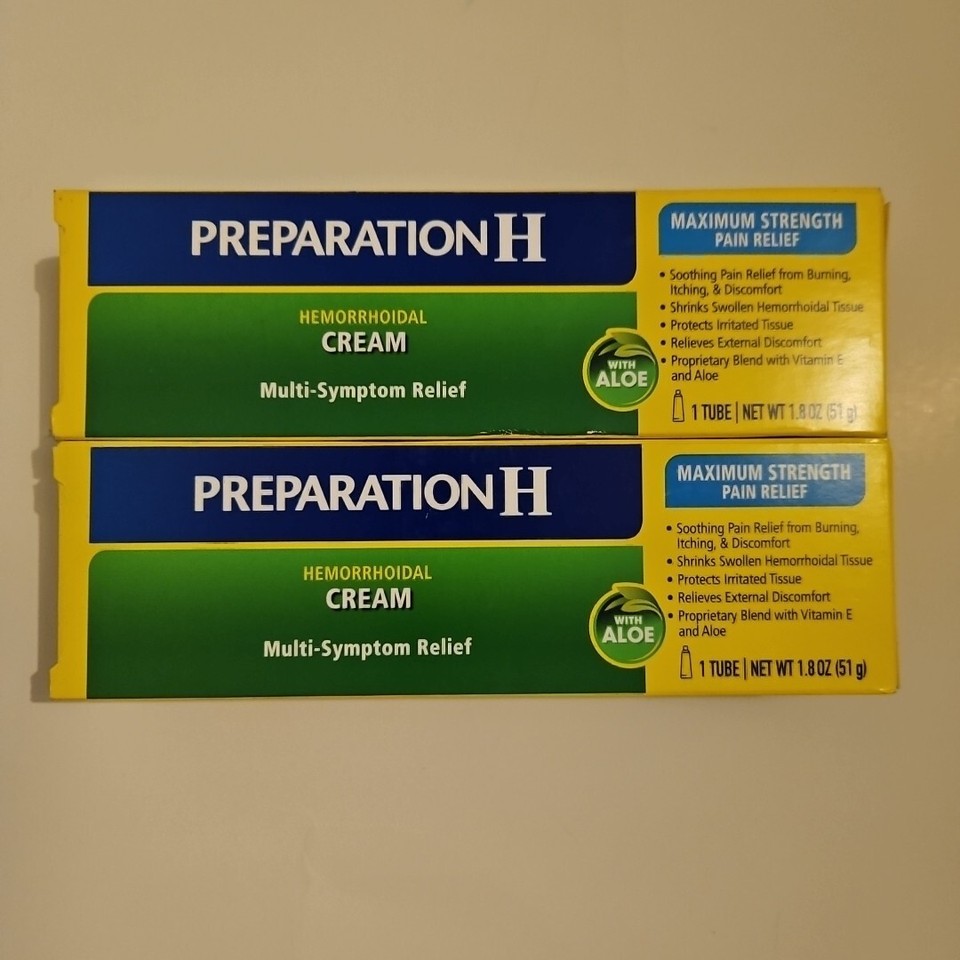 Preparation H Hemorrhoid Cream Aloe Multi-Symptom Relief 1.8Oz X2 Exp ...