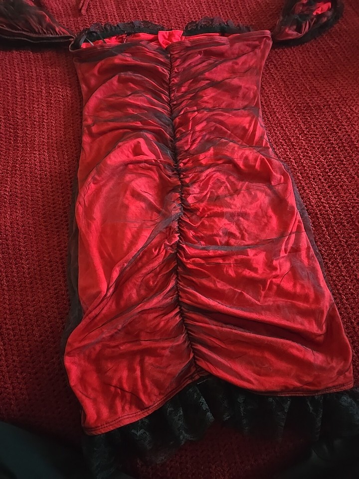 NWOT gothic Vamp Victorian Corset Dress Ruched Mesh Overlay Sexy Off ...