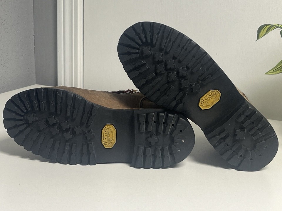 Dexter Vintage Brown Suede Hiking Mountain Boots Red Laces Vibram Soles ...