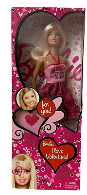 I LOVE VALENTINES Barbie Doll W/ Heart Fashion Dress & Ring New in Box ...