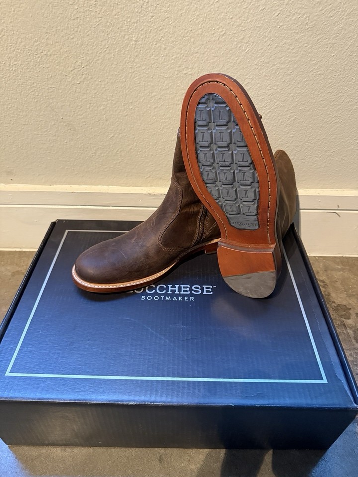 LUCCHESE BOOTMAKER BROWN GOAT LEATHER ANKLE BOOTS CASUAL MEN'S SIZE 9M ...