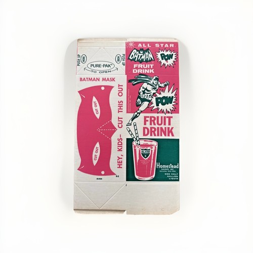 Vintage 1960s Batman Fruit Drink Milk Carton Uncut Mask All Star ...