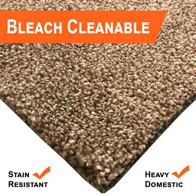 Bleach Cleanable Soft Saxony BROWN Carpet Hessian Back FAST FREE ...