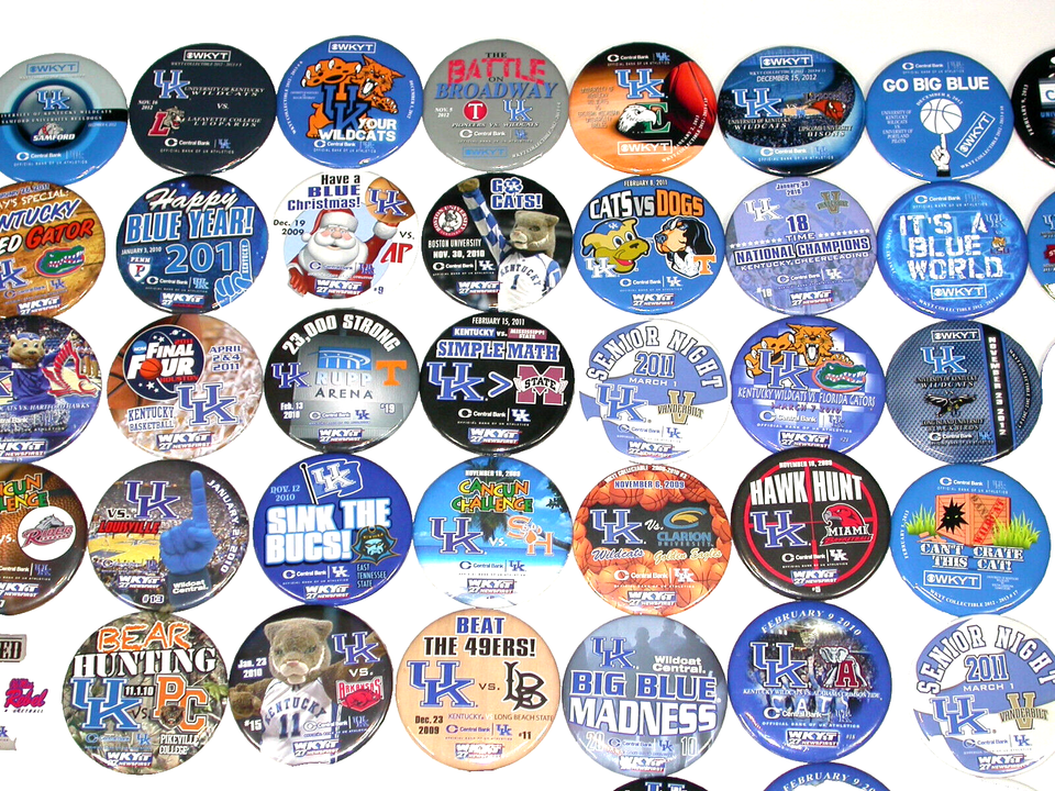 UK Kentucky Wildcats Basketball Pinback Buttons Huge Collection HTF Lot ...