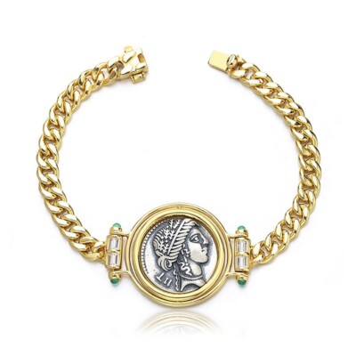18K Gold Over Sterling Silver Julius Caesar Roman Coin Replica Bracelet D1002 | eBay