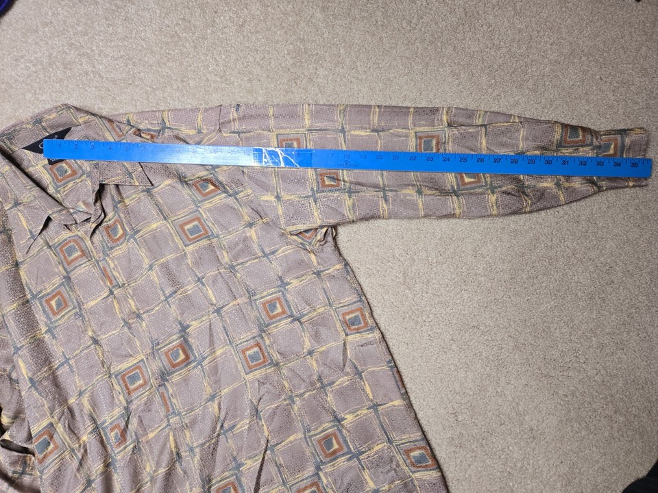 VTG Genelli 100% Pure Silk Button-up Shirt Multicolor Abstract Plaid ...