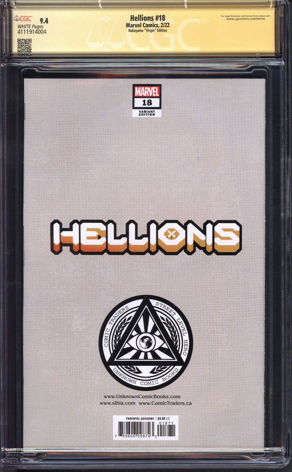 HELLIONS #18 CGC 9.4 WHITE PAGES // VIRGIN EDITION + SIGNED DAVID NAKAYAMA | eBay