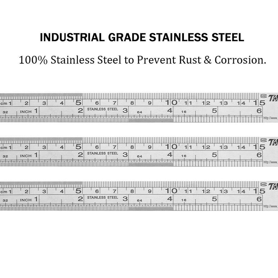 Ruler Metal Straight Edge Stainless Steel Ruler 6 Inch Ruler Set Rulers ...