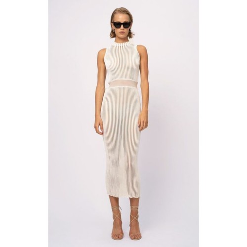NONCHALANT LABEL Women's Dulce Rib Knit Midi Dress White Sz M NWT 298 ...