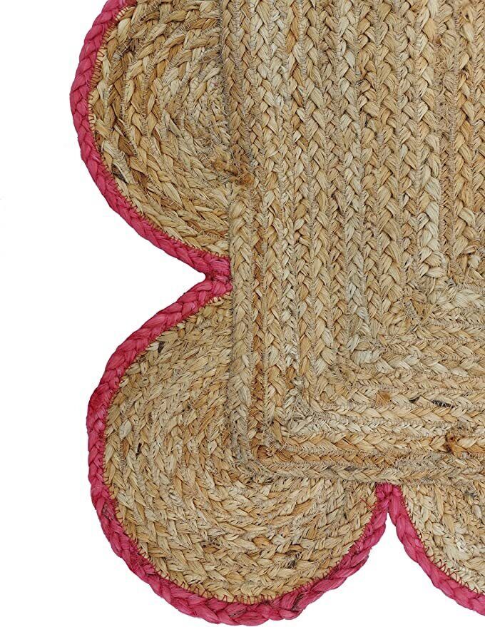 Rug Scallop Hallway Carpet 100% Natural Jute Hand Braided Farmhouse ...