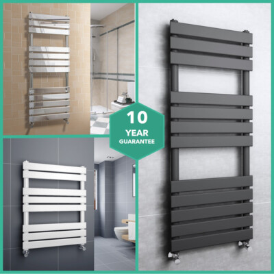 Designer Bathroom Flat Panel Heated Towel Rail Radiator Chrome White ...