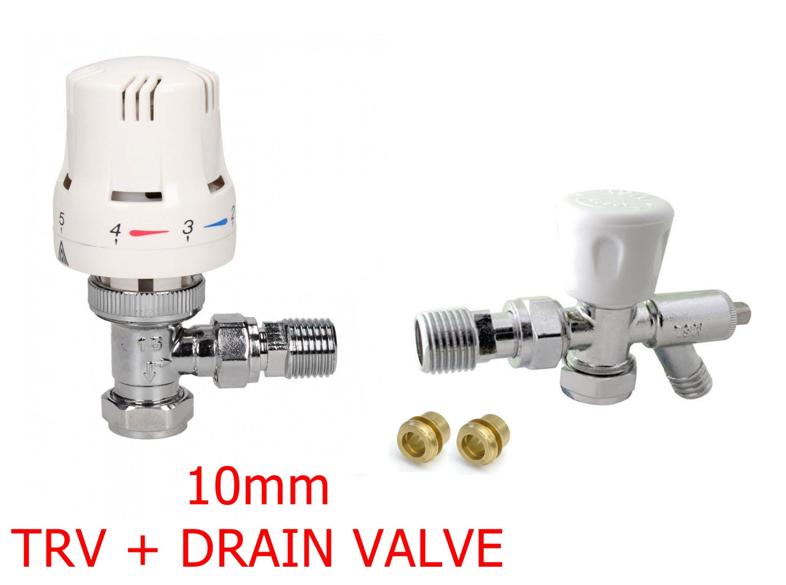 NEW Thermostatic Radiator Valve Set TRV + Lockshield Drain Off Valve ...