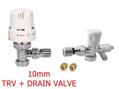 NEW Thermostatic Radiator Valve Set TRV + Lockshield Drain Off Valve ...