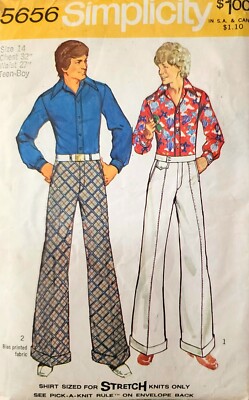 Bell Bottom Pants Knit Simplicity Sewing Pattern 5656 Boys 14 Cut Retro ...