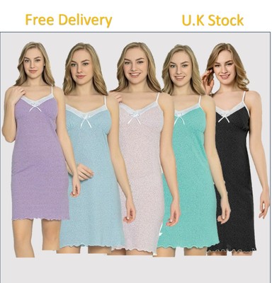 Nightdress Nightie Ladies Womens Night Wear Lace Chemise Strap 100% ...