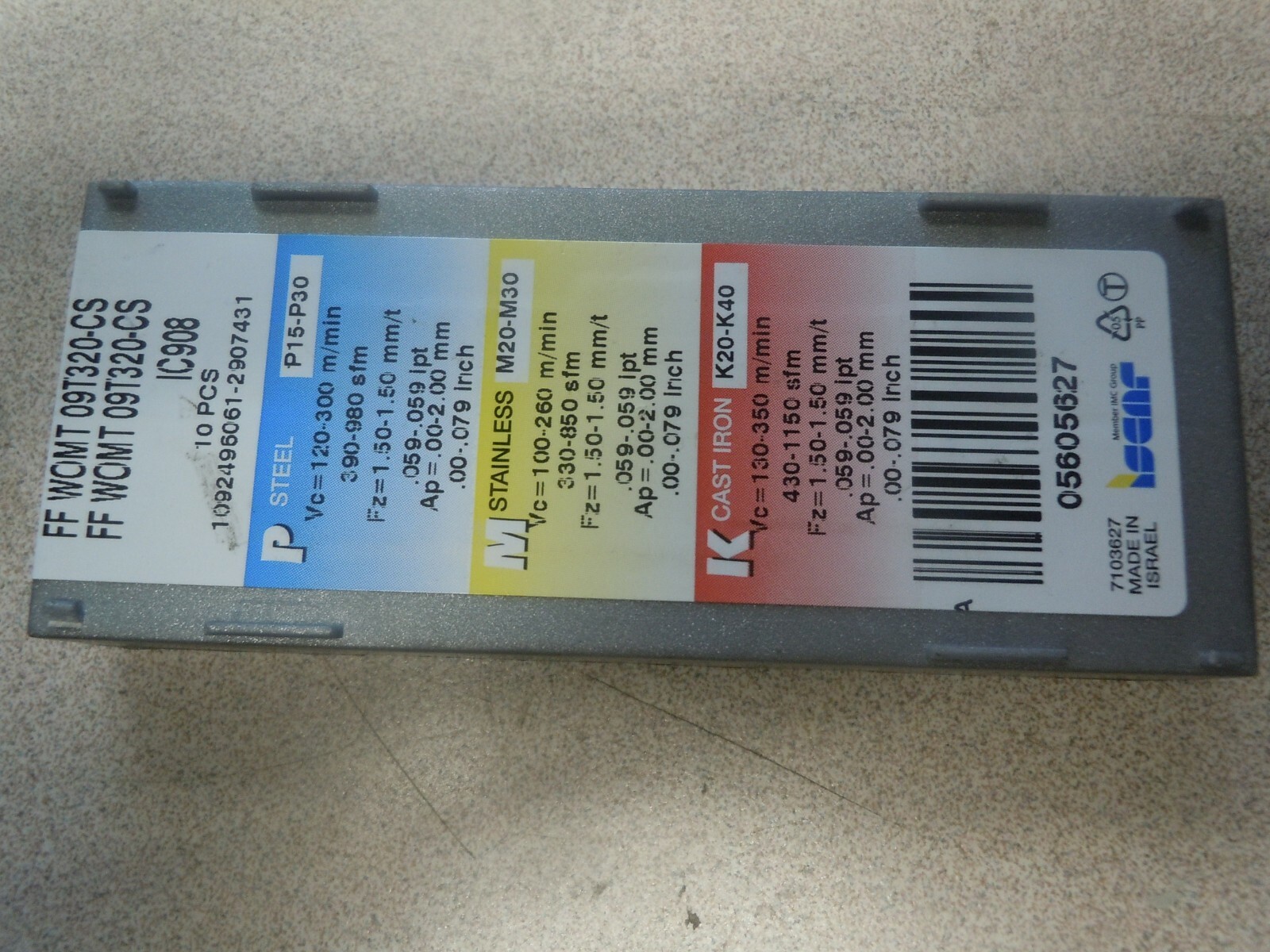 ISCAR FF WOMT09T320 CS Grade IC908 Carbide Milling Inserts. LOT OF 3 | eBay