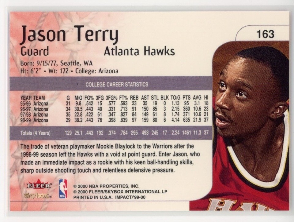 1999 SkyBox Impact #163 Jason Terry RC Atlanta Hawks | eBay