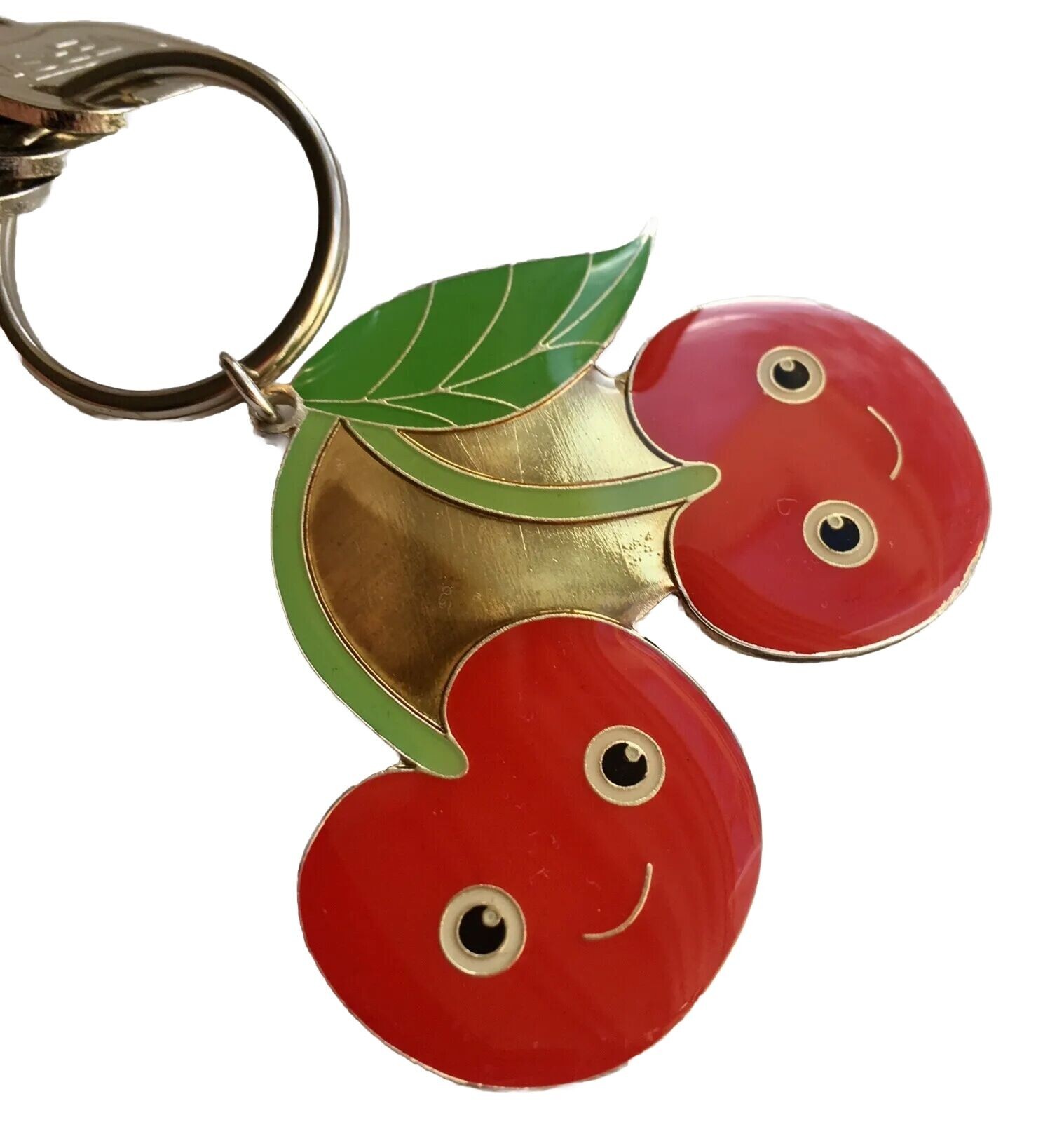 Cherry Keyring Keychain Smiley Happy Fun Large Oversize Kawaii Key Ring ...