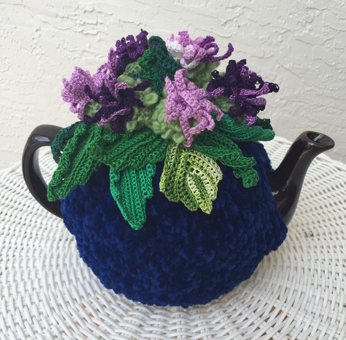 Tea cozy blue tea cover flower tea cosy tea warmer purple scottish ...