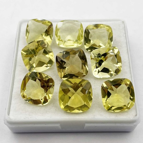 Natural Lemon Quartz Cushion Cut Loose Stone Lot 9 Pcs 12 MM 52 CT | eBay
