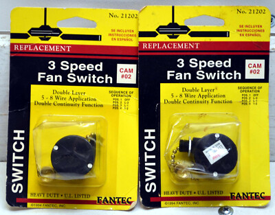 Two Fantec Replacement 3-Speed Fan Switches - NOS - Rated 6A-125V UL ...