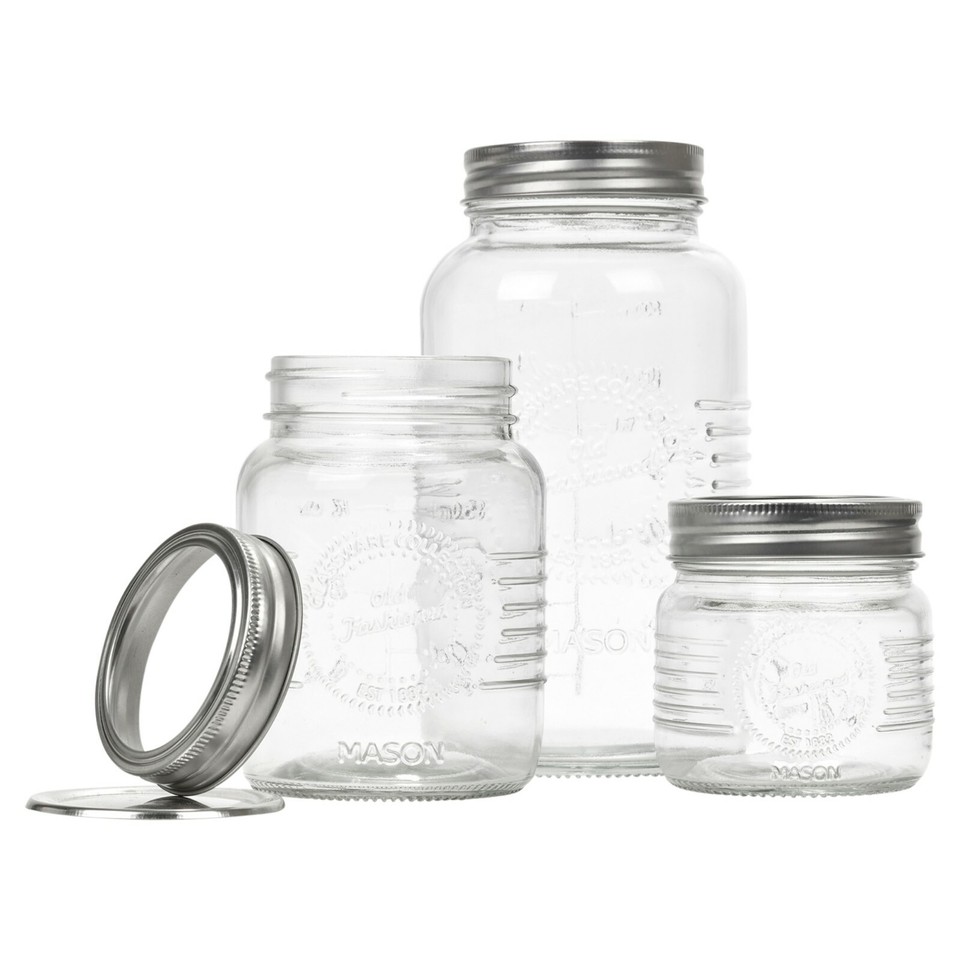 Screw Cap Mason Preserve Jars Glass Food Airtight Kitchen Storage ...
