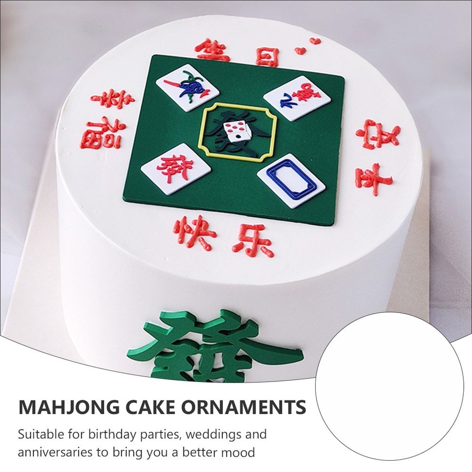 3 Pcs Birthday Party Mahjong Decorations Cake Decorating Ornament ...