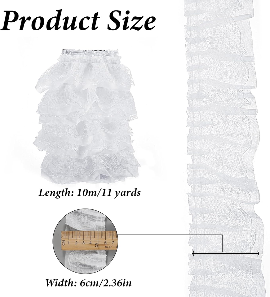 11 Yards White Lace Trim 2.4“ Tulle Trimmings Lace Fabric for Crafts ...