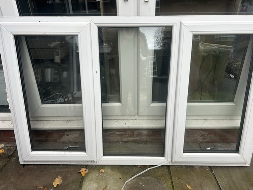 Double Glazed Three Pane Window. White Outside Dark Grey Inside. Used ...