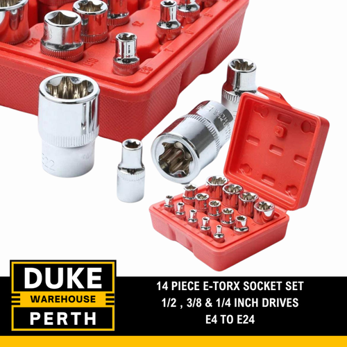 E-Torx Socket Set 1/2 " 3/8" 1/4" Female External Torque Star Bit ...