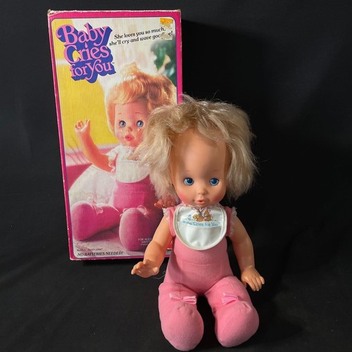 1979 Vintage Mattel "BABY CRIES FOR YOU" Doll 14" Pull String Doll with ...