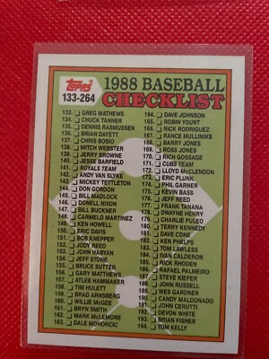 1988 TOPPS CHECKLIST # 253 D | eBay