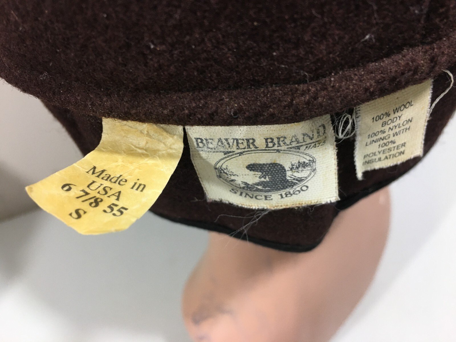 Beaver Brand Vintage Trapper EAR FLAP Hat Hunter BROW… - Gem