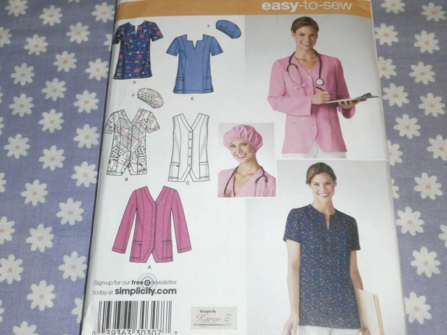 Simplicity Pattern 3932 Scrub Tops Hat Misses Size 10 -18 Uncut for ...