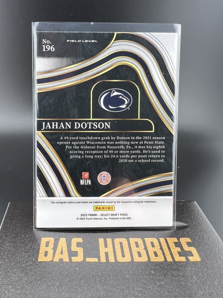 2022 Select Draft Pick #196 Field Level Blue Jahan Dotson Rookie PSU ...