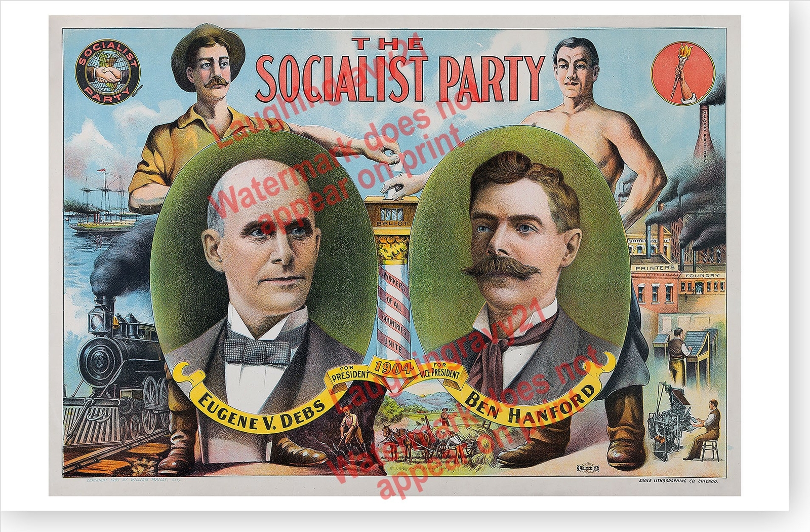 Eugene Debs And Ben Hanford 1904 Socialist Party Presidential Campaign ...