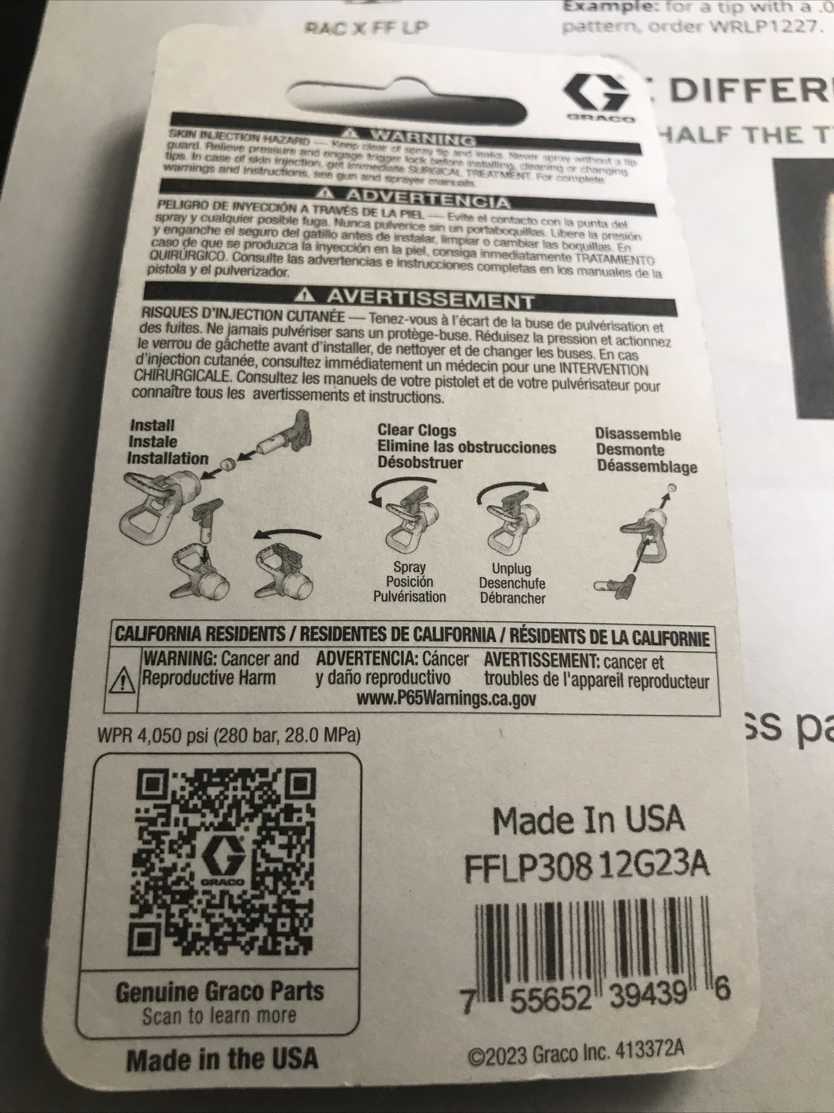 Graco+RAC+X+FFLP308+Reversible+Tip+for+Airless+Paint+Spray+Guns+-+Green ...